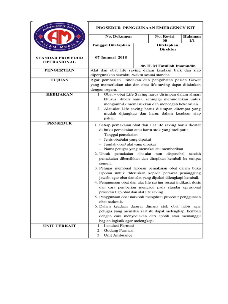 Sop Emergency Kit | PDF