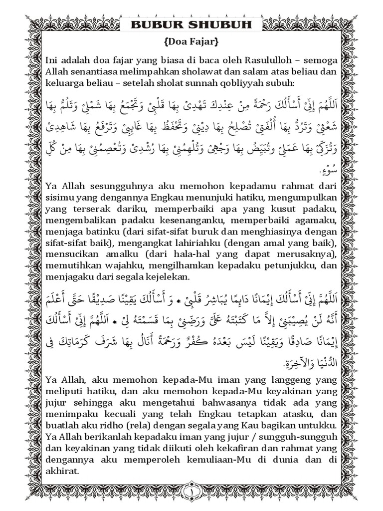 Buku Bubur Shubuh & Doa Fajar | PDF | Keyakinan dan Doktrin Islam | Keyakinan dan Doktrin Agama