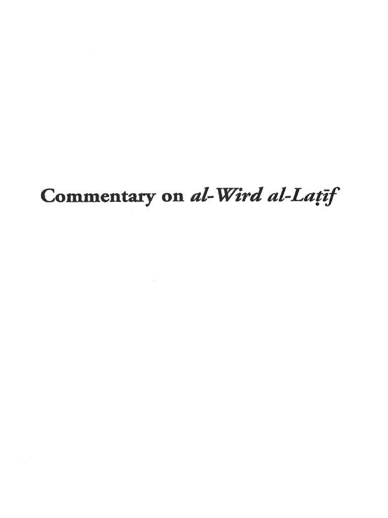 Al-Wird Al-Latif Commentary | PDF
