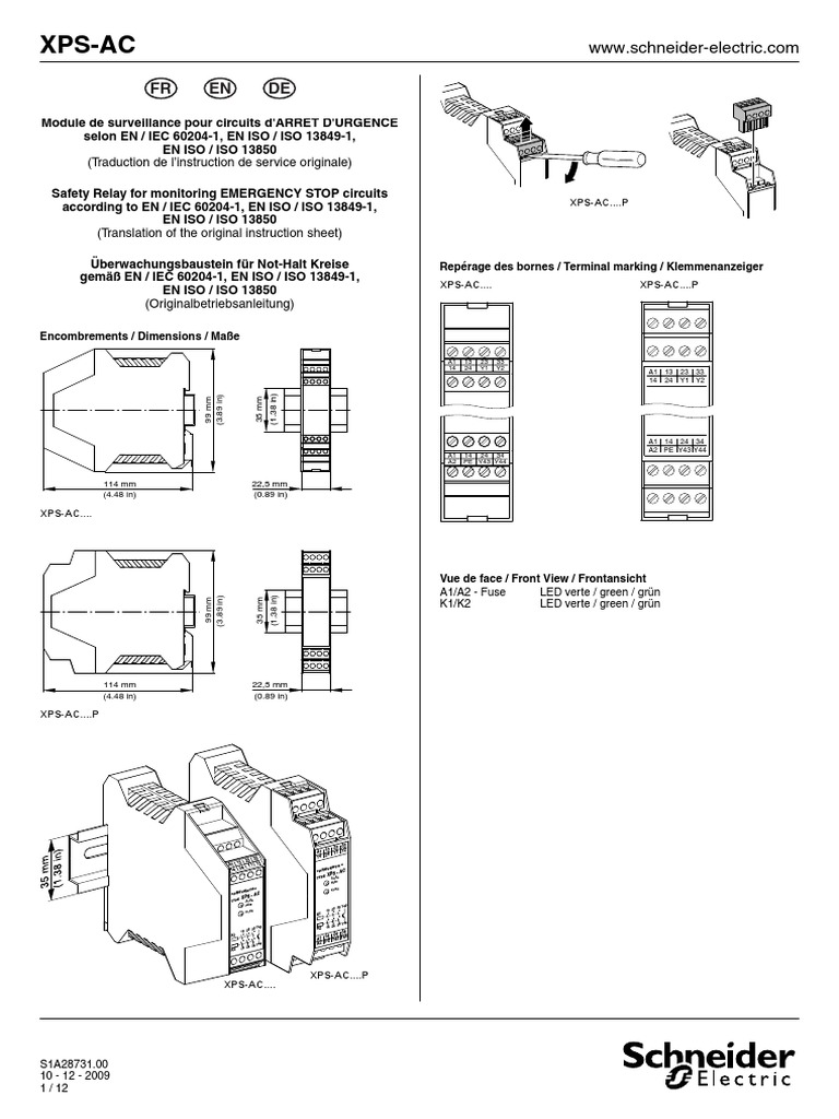 Schneider XPS AC | PDF | Relais électromécanique | Interrupteur
