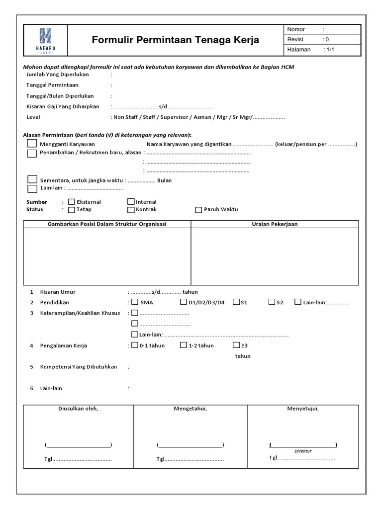 Mhd-02-Formulir Permintaan Tenaga Kerja | PDF