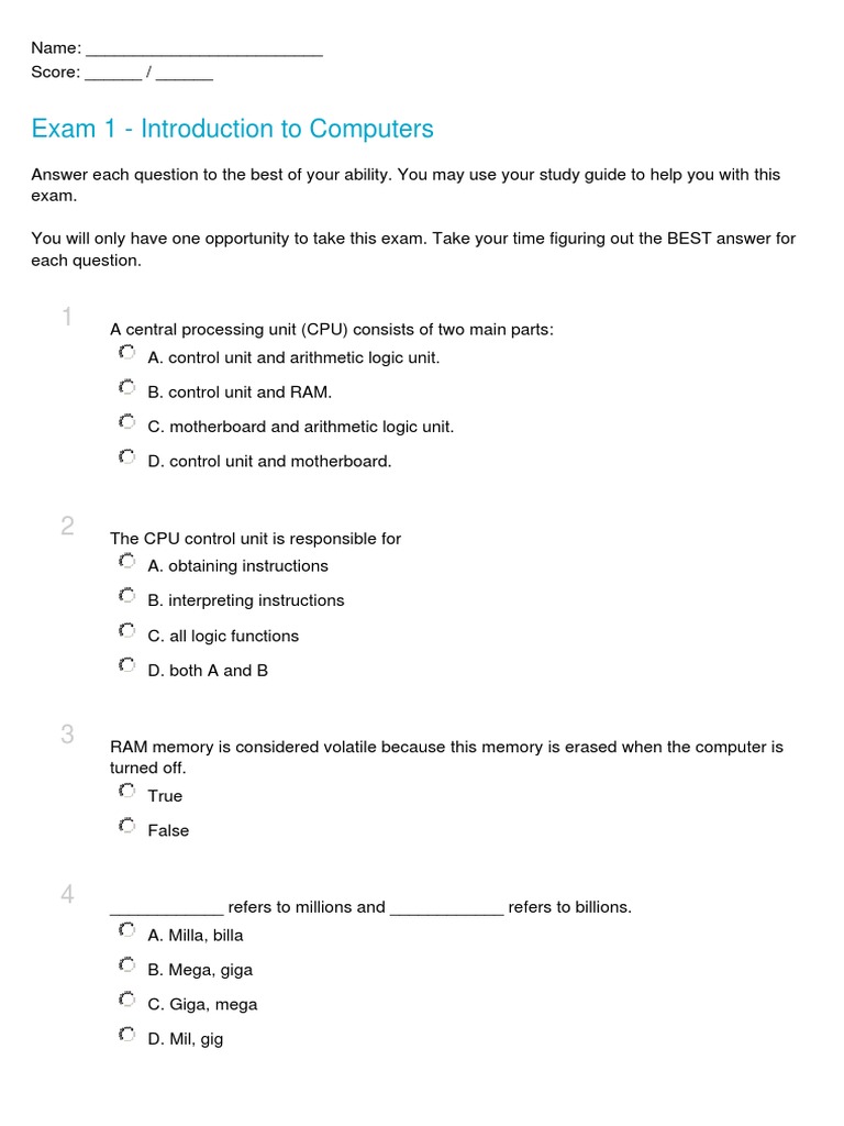 Exam 1 - Introduction To Computers | PDF | Graphical User Interfaces | Human–Computer Interaction