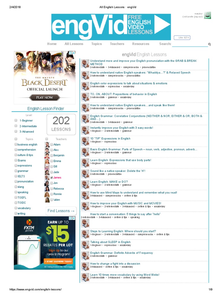 All English Lessons EngVid | PDF | English Grammar | English Language