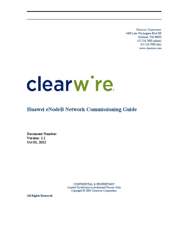 Huawei Enodeb Network Commissioning Guide: Document Number: Oct 01 ...
