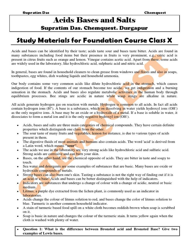 Acids Bases and Salts Class10 | PDF | Hydroxide | Acid