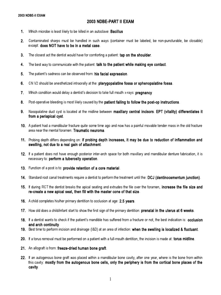 2003 Ndbe-Part Ii Exam | PDF | Dentures | Mouth