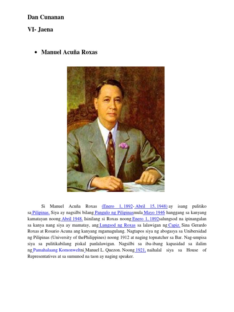 Manuel Roxas Talambuhay