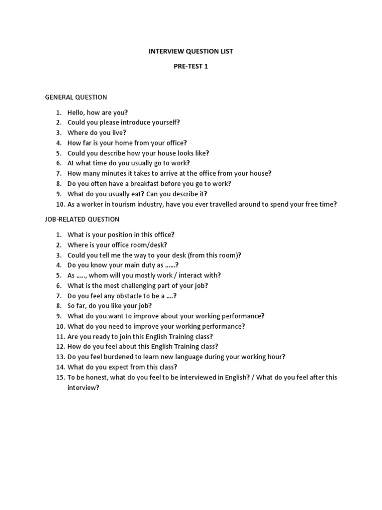 Interview Question List | PDF