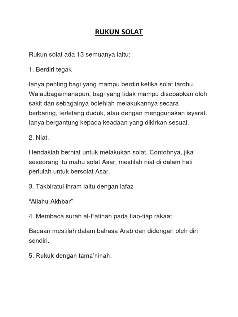 Rukun Solat | PDF