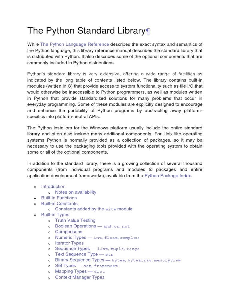 The Python Standard Library | PDF | Python (Programming Language ... The Python Standard Library | PDF | Python (Programming Language ...