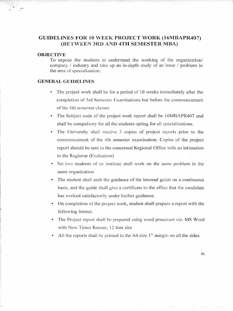 Vtu Mba Project Guidelines | PDF
