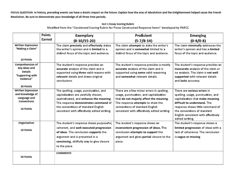 Slo 1 Rubric | PDF | Rubric (Academic) | Argument