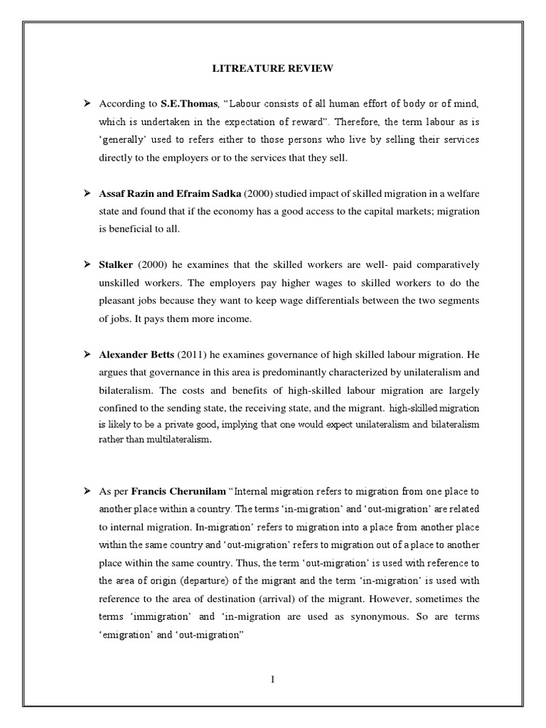 Litreature Review | PDF | Human Migration | Immigration