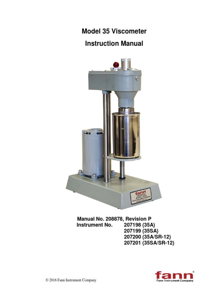Model 35 Viscometer Instruction Manual | PDF | Calibration | Viscosity