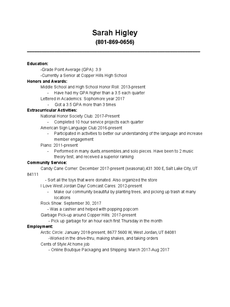Resume Sarah Higley Fin | PDF | Career & Growth | Sports & Recreation