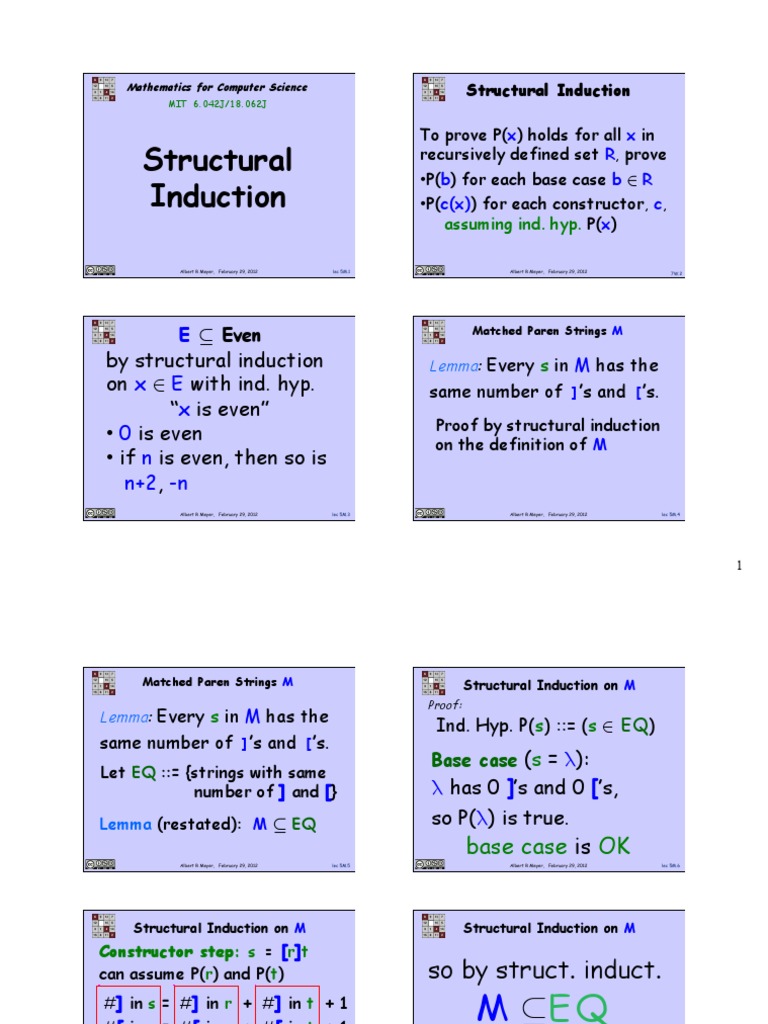 Structural Induction: by Structural Induction On With Ind. Hyp. " Is ...