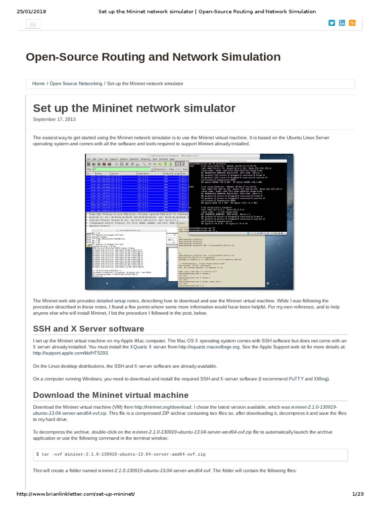 Set Up The Mininet Network Simulator Open-Source Routing and Network Simulation | PDF | Virtual ...