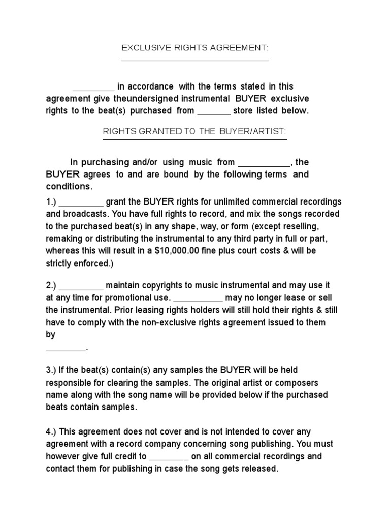 Exclusive Rights Agreement | PDF