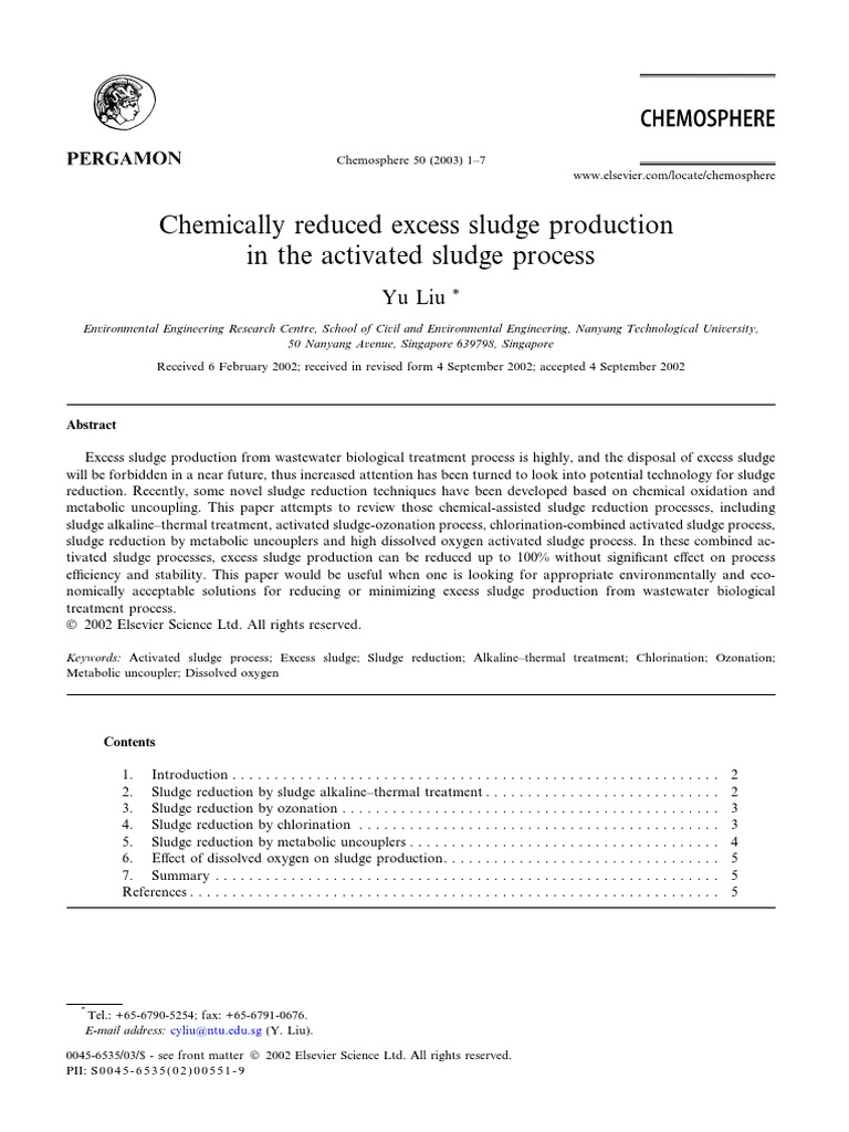 Chemically Reduced Excess Sludge Production in The Activated Sludge ...