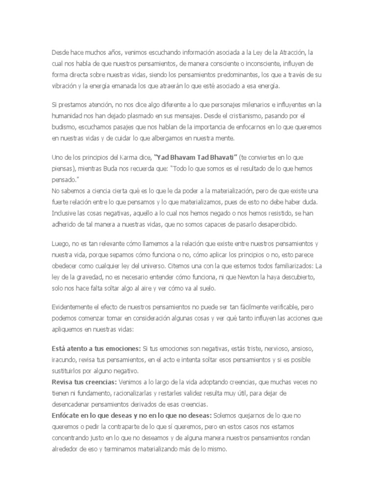 7 Pasos para Materializar Lo Que Deseamos | PDF | Mente | Fe