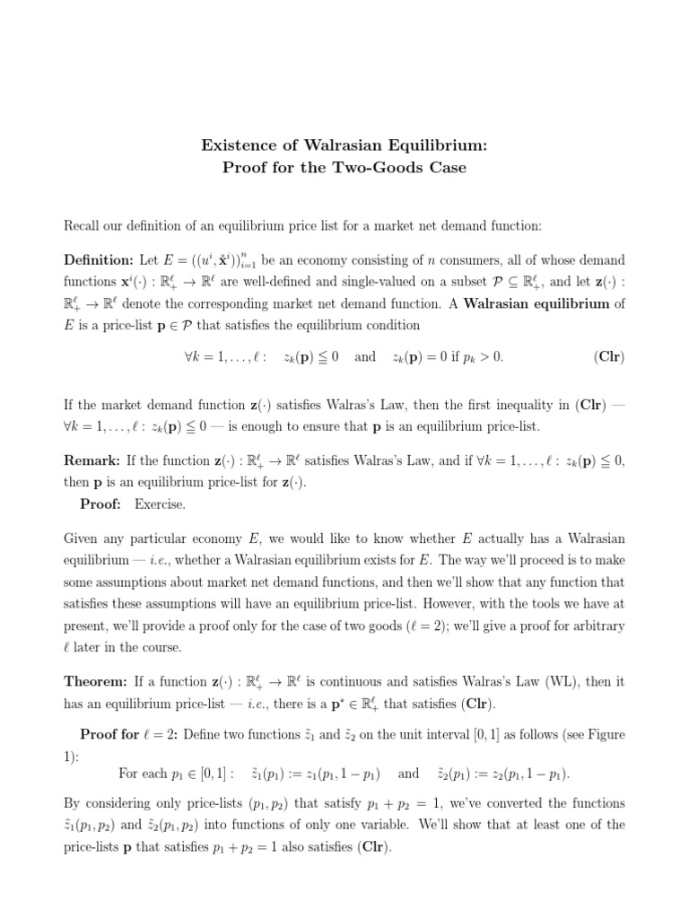 Two Good Existence - Walras Law | PDF | General Equilibrium Theory ...