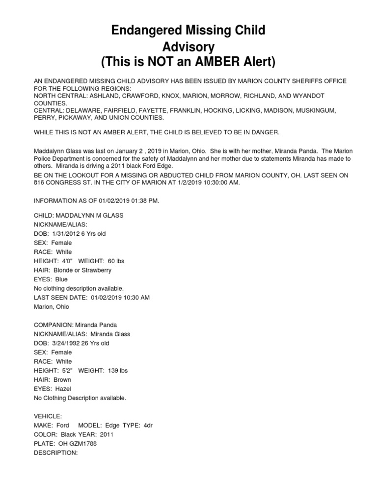 Endangered Missing Child Advisory | PDF