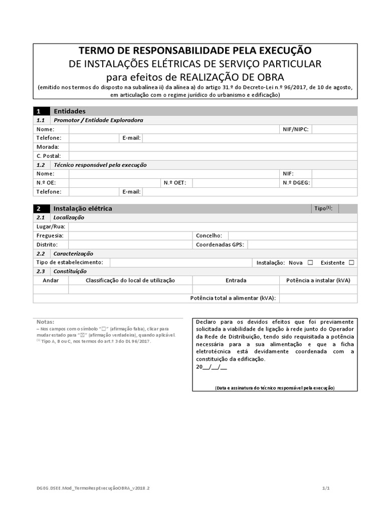 Termo de Responsabilidade - Modelo