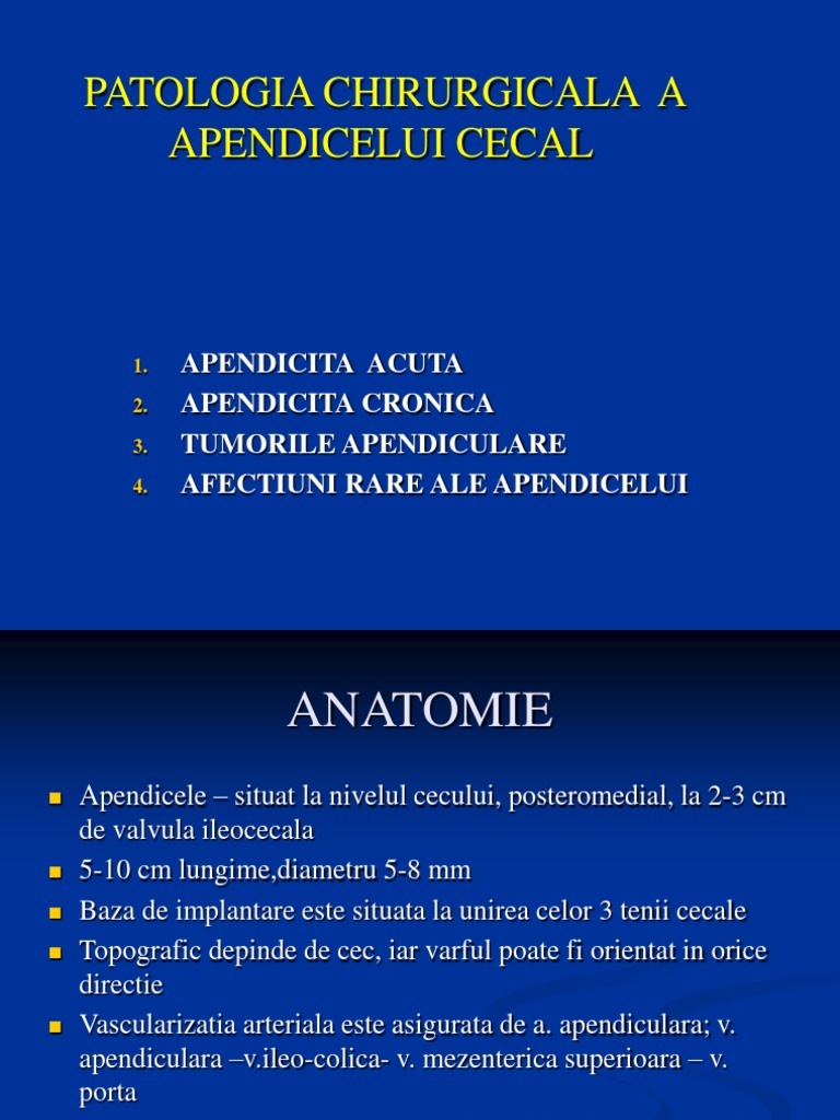 Patologia Chirurgicala A Apendicelui Cecal | PDF