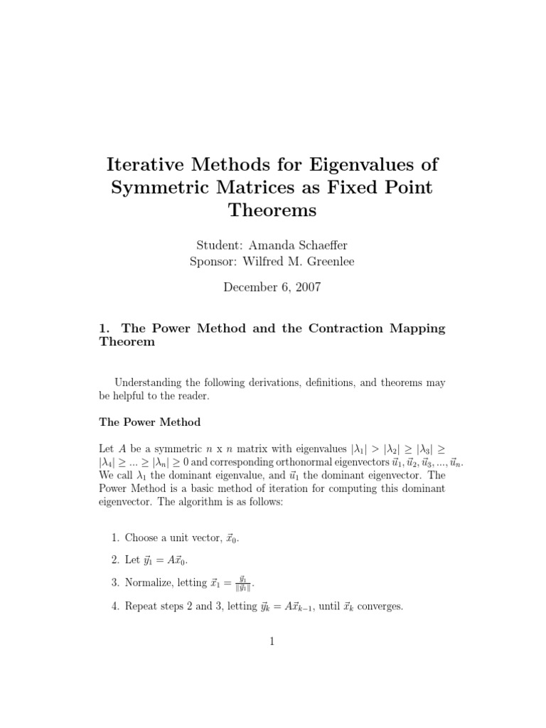 Iterative Methods For Eigenvalues of Symmetric Matrices As Fixed Point ...