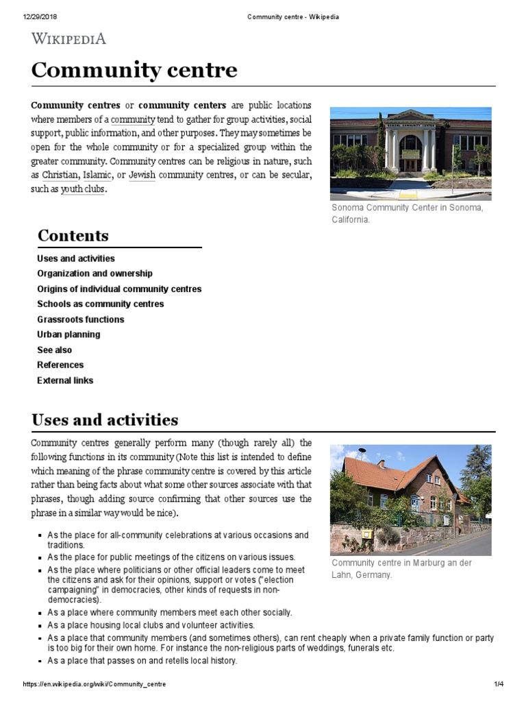Community Centre - Wikipedia | PDF | Public Sphere