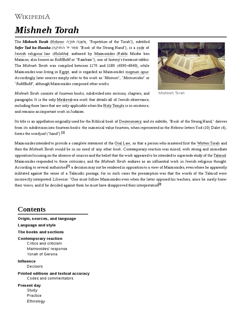 Mishneh Torah English | PDF | Maimonides | Rabbi