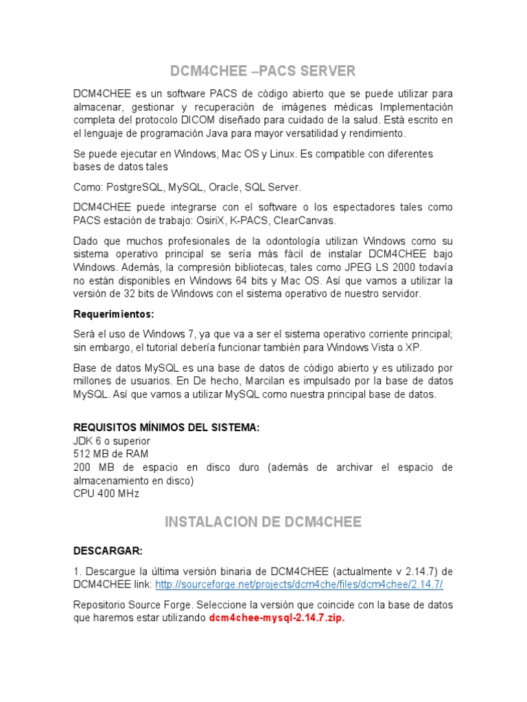 Instalación y configuración de un servidor PACS basado en DCM4CHEE en ...