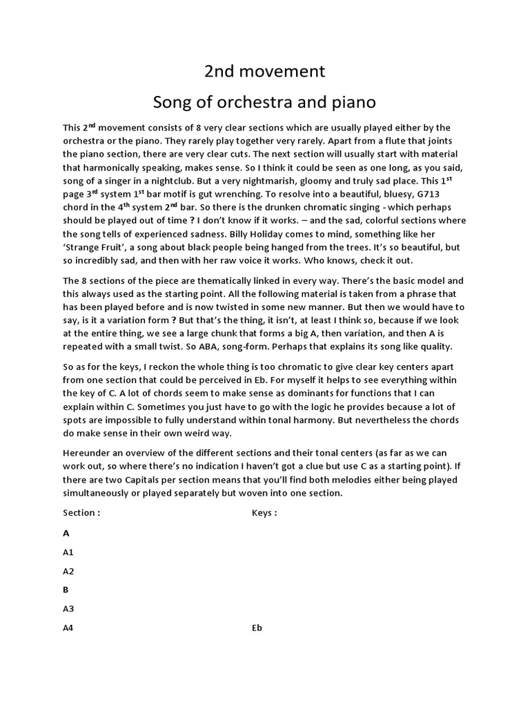 2nd Movement Overview | PDF | Harmony | Chord (Music)