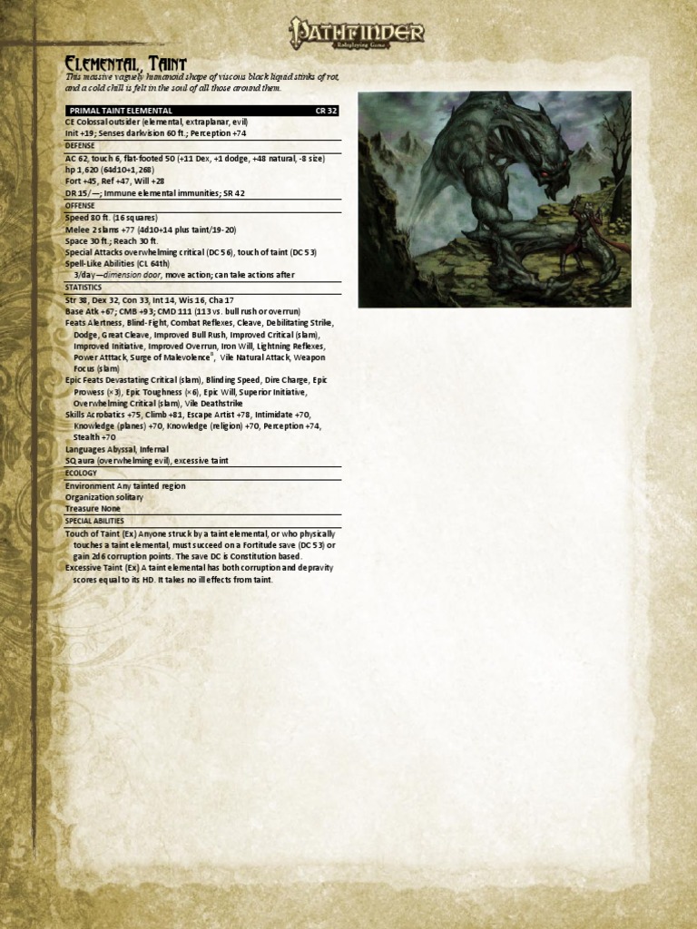 Primal Taint Elemental 5e Conversion | PDF