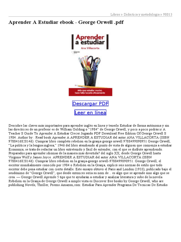 Aprender A Estudiar | PDF | George Orwell | Libros