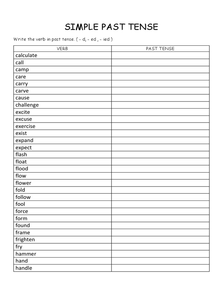 Simple Past Tense Regular Verbs | PDF