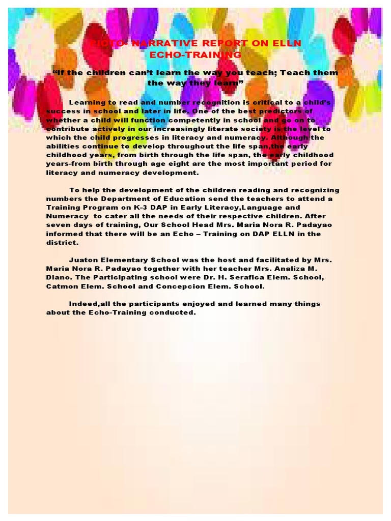 Picto-Narrative Report On Elln Echo-Training | PDF