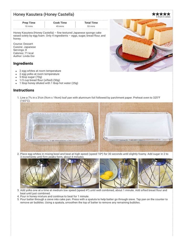 Honey Kasutera カステラ (Honey Castella) - Roti n Rice | PDF | Egg As Food ...