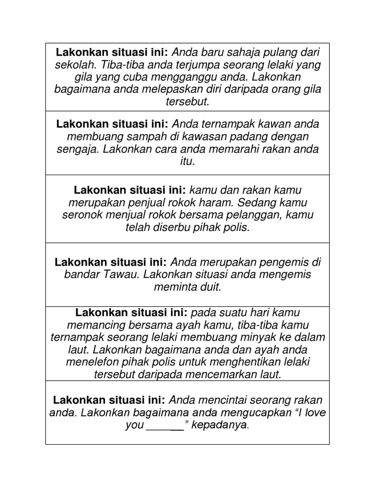 Situasi Lakonan | PDF