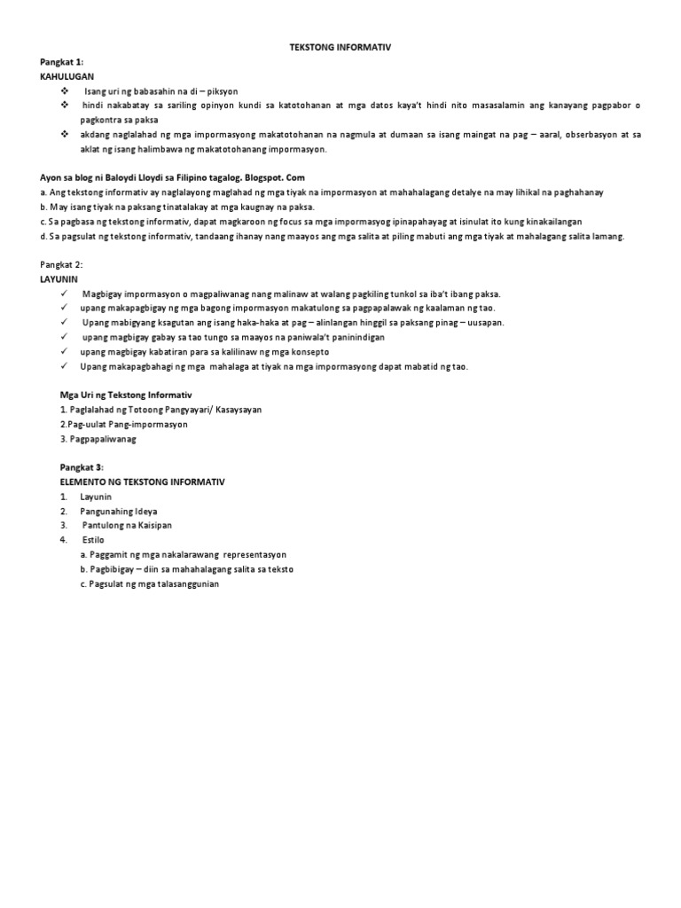 Tekstong Informativ | PDF