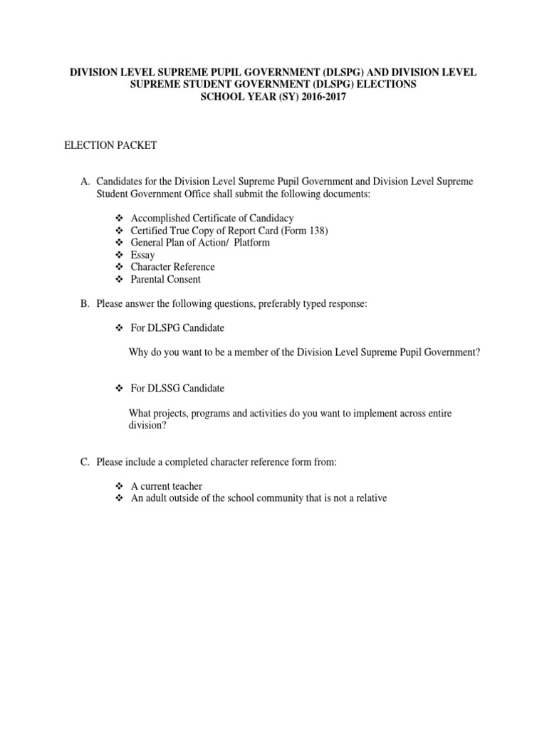 SSG SPG Election Packet | PDF | Career & Growth | Business