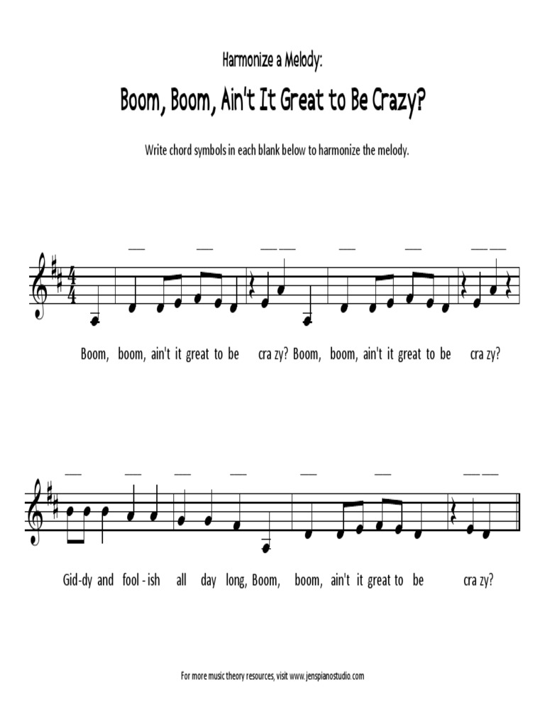 Boom, Boom Aint It Great PIANO EASY | PDF