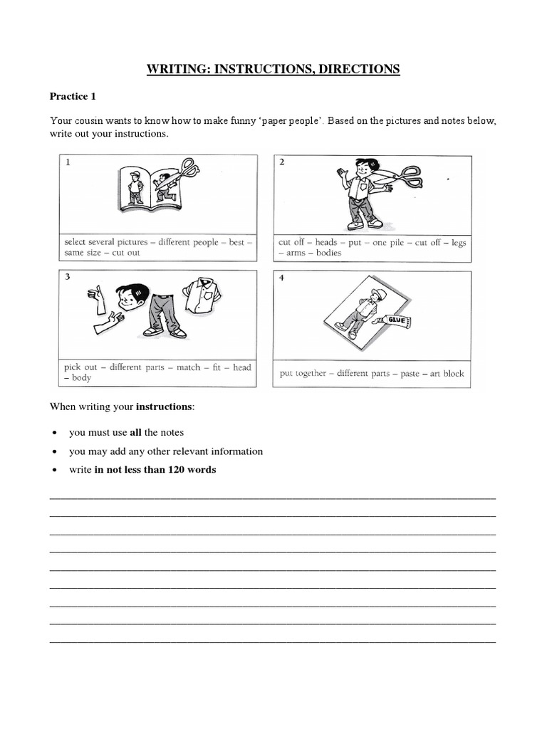 F1 Writing Instructions Directions | PDF