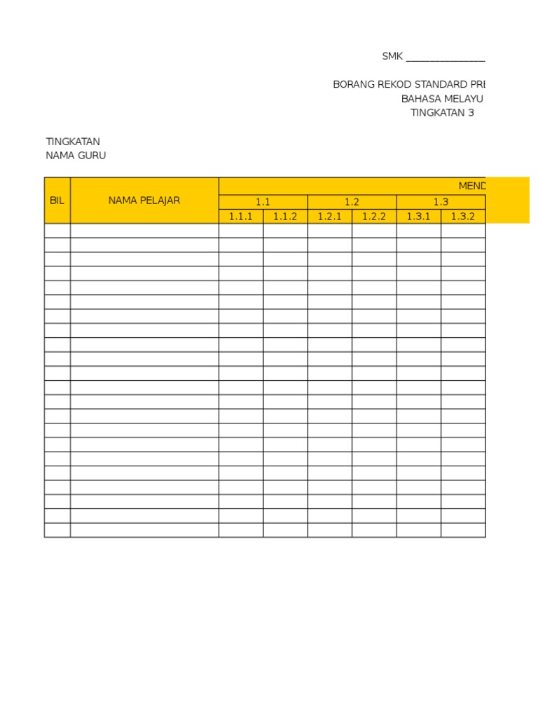 Contoh Borang Rekod Spi | PDF