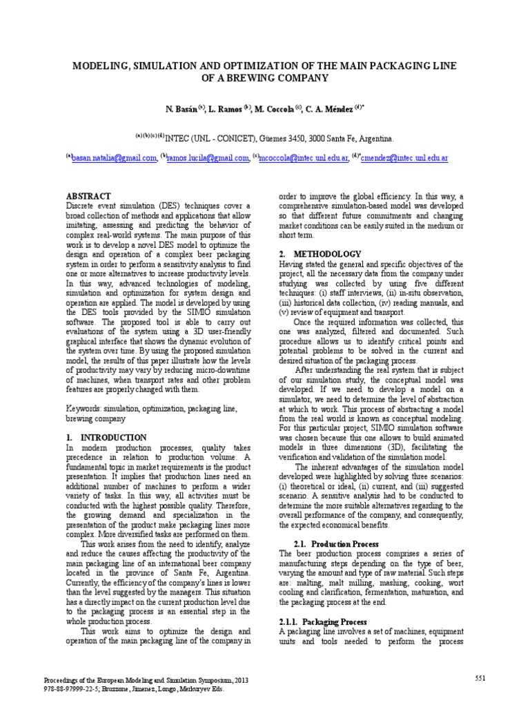 Modeling, Simulation and Optimization of The Main Packaging Line | PDF ...