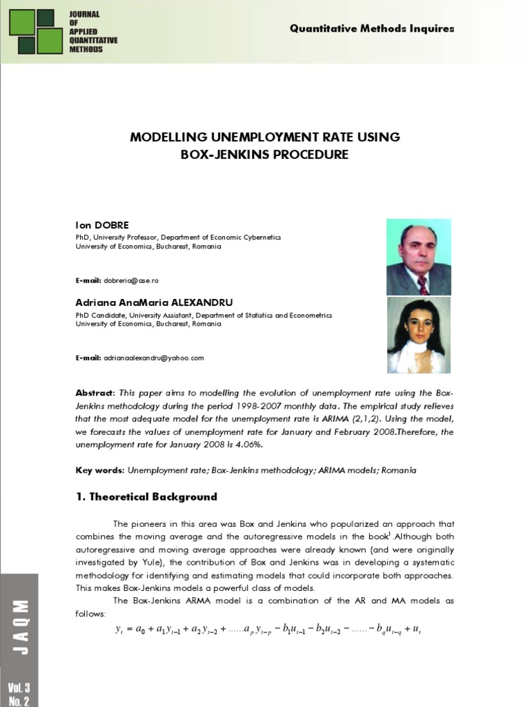 Modelling Unemployment Rate Using Box-Jenkins Procedure: Quantitative Methods Inquires | PDF ...