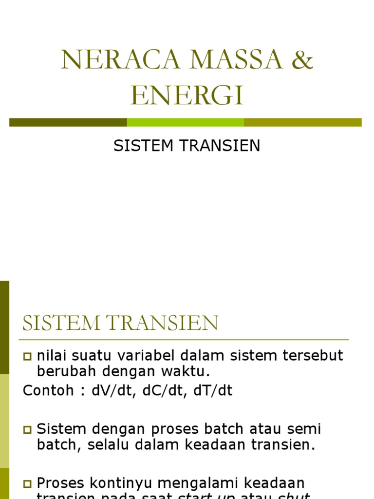 14 Neraca Massa & Energi Transien PDF | PDF
