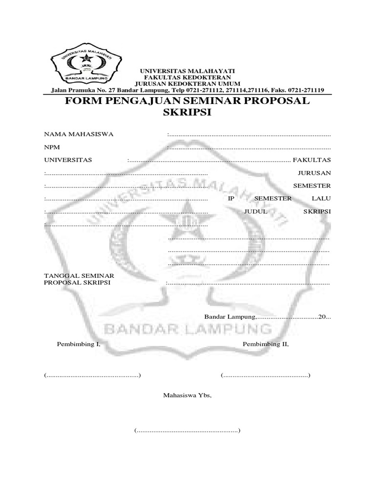 Form Pengajuan Seminar Proposal | PDF