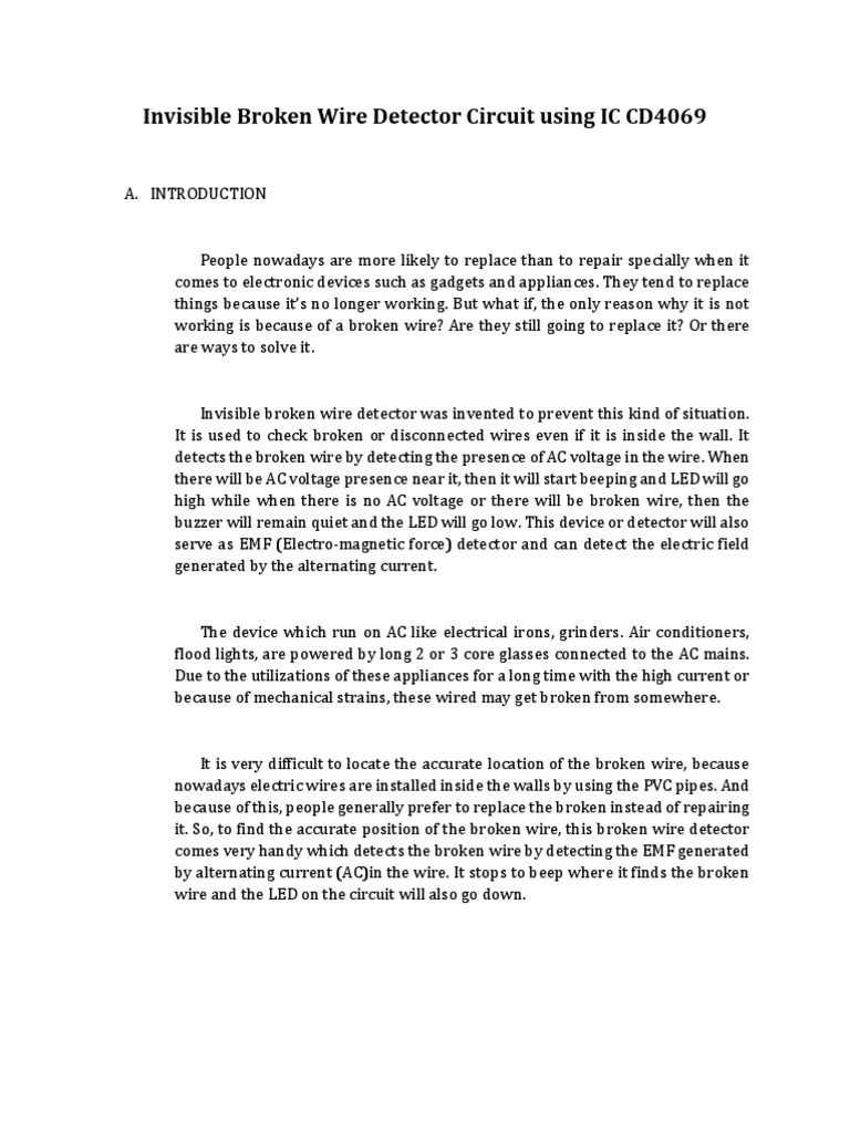 Broken Wire Detector Circuit Using IC CD406 | PDF | Alternating Current | Electronic Oscillator