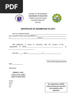 CS Form No. 4 Certification of Assumption To Duty | PDF